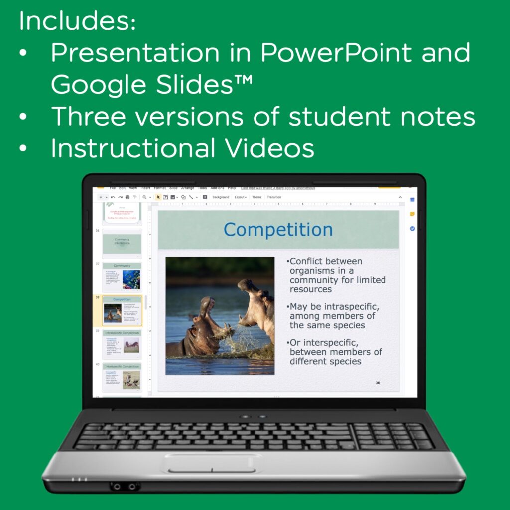 Populations and Communities PowerPoint, Notes, and Videos - Science Island
