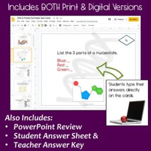 DNA and Protein Synthesis Task Cards Activity for Biology - Science Island